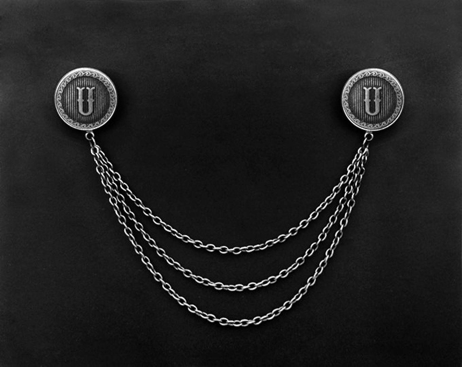 Silver Initial Collar Pins Letter Lapel Pins Monogram Collar | Etsy