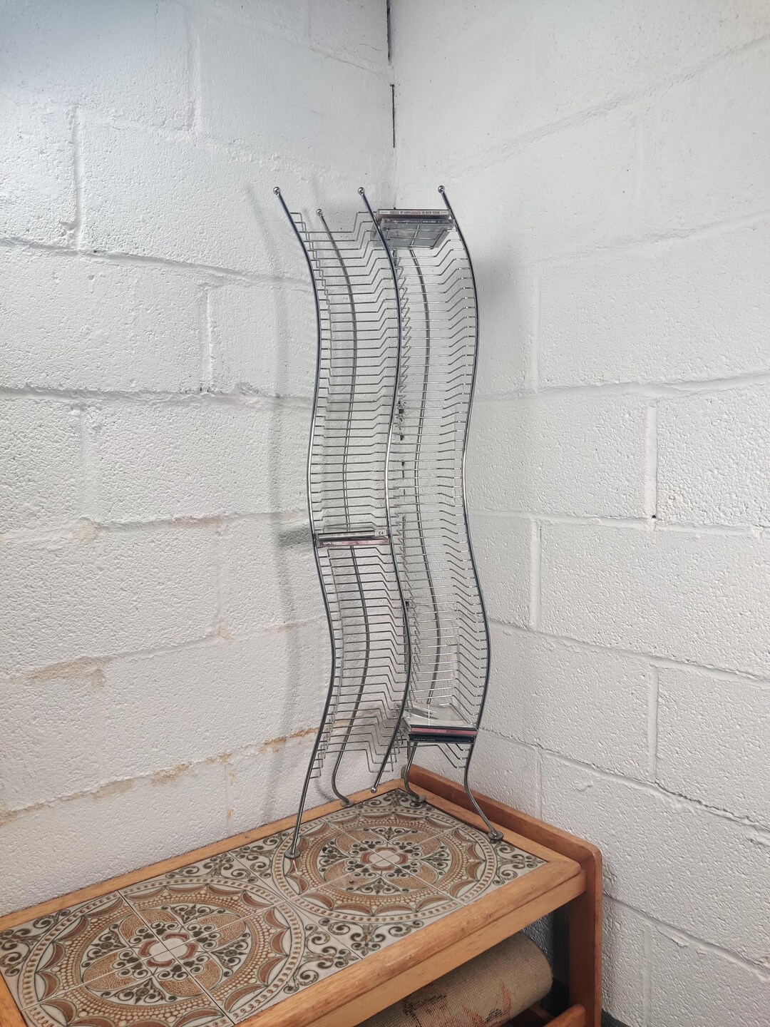 Huge Wavey Wire CD Tower, Post Modern, Very Tall Holds 120 Cds 1990s ...