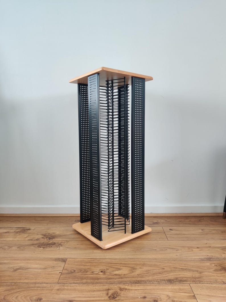 Huge Vintage Rotating CD Tower, Wood and Metal Y2k 2000s Side Table Cd ...