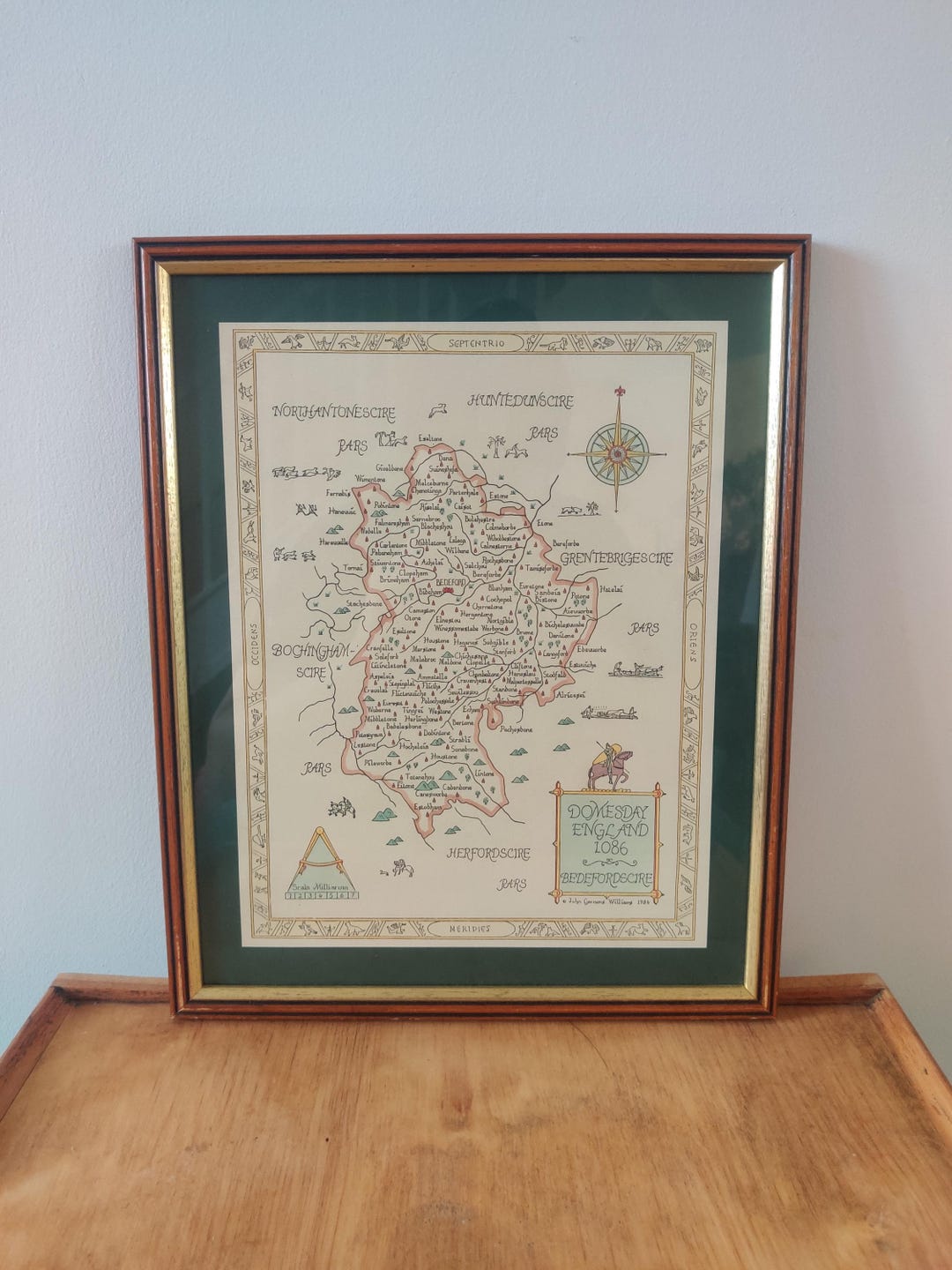 Vintage 80s John Garnons Williams Replica Doomsday Map of Bedfordshire ...