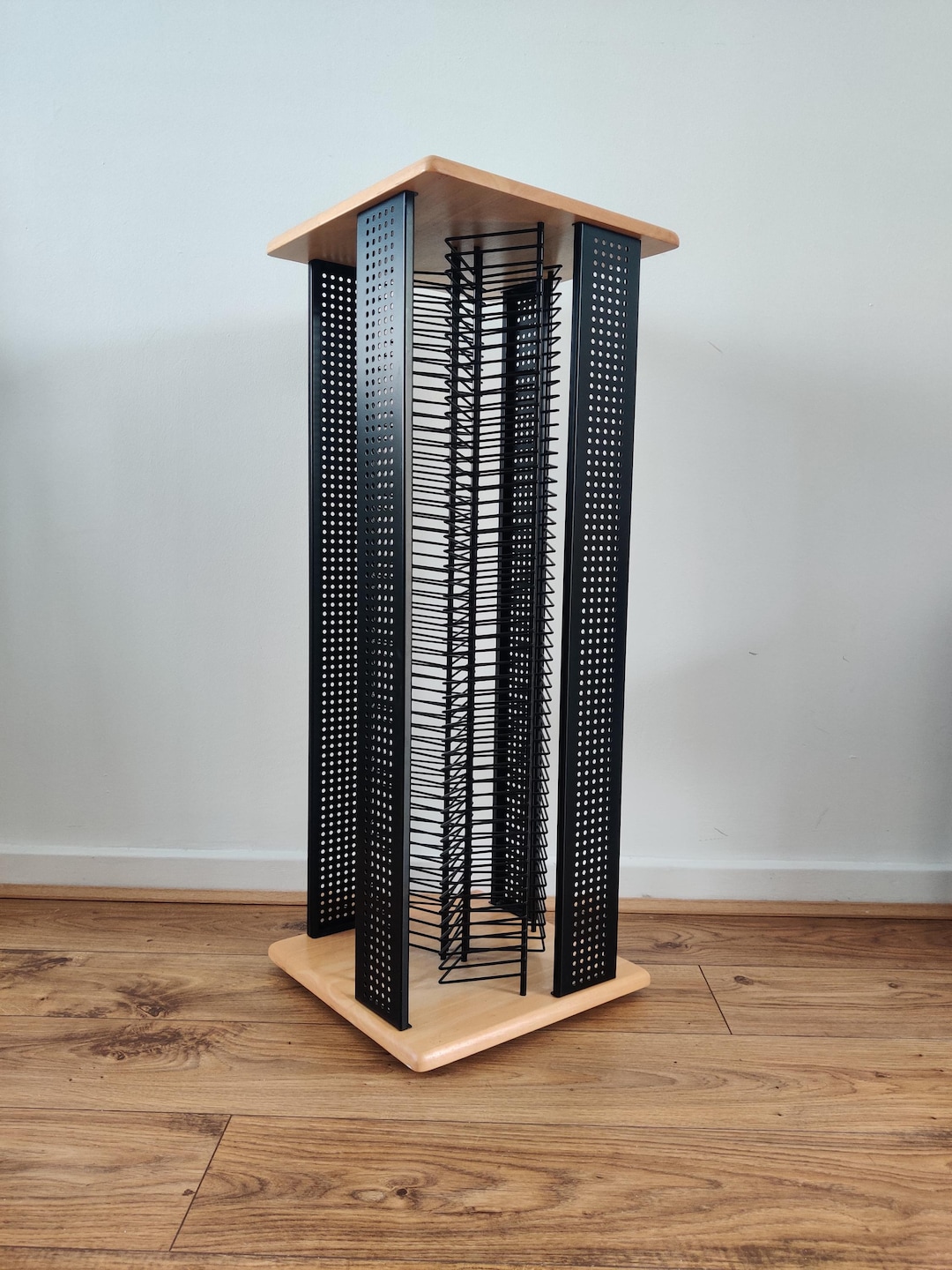 Huge Vintage Rotating CD Tower, Wood and Metal Y2k 2000s Side Table Cd ...