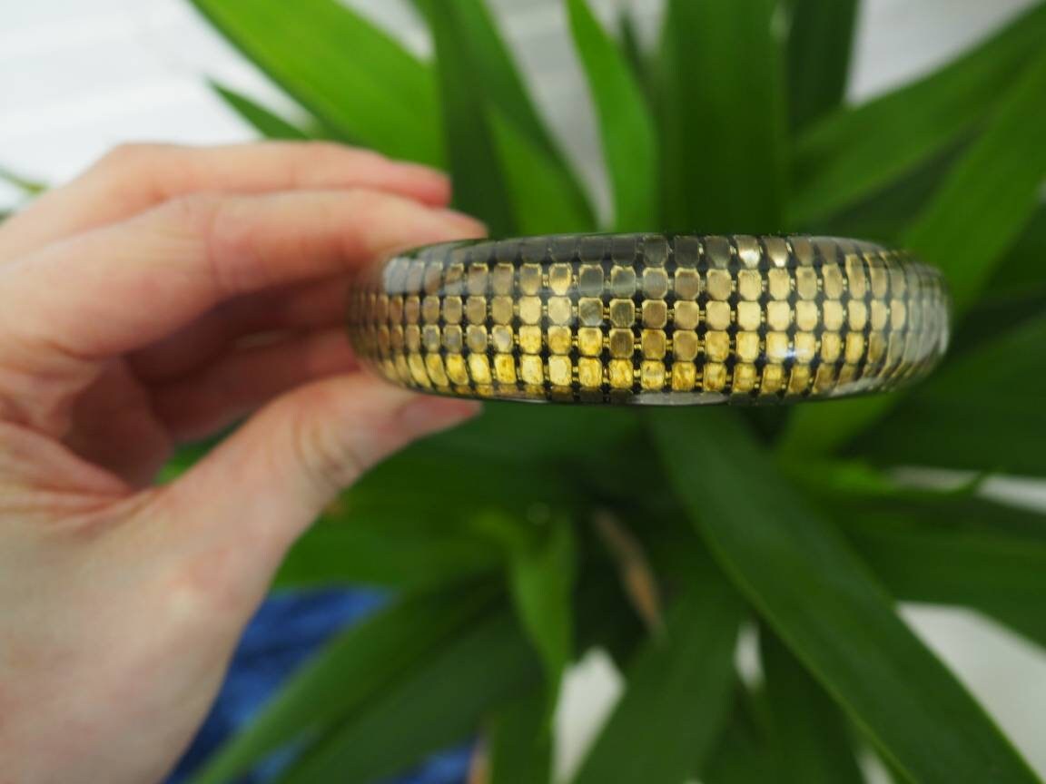 1980s Gold Link Bangle With Acrylic Lucite Done Coating, Statemrnt ...