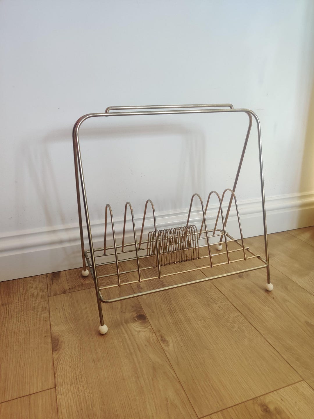 Atomic Style LP Record Display Rack, Goldtone Mid Century Wire Vinyl Ep ...