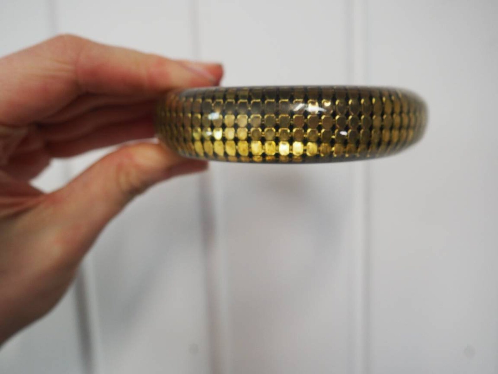 1980s Gold Link Bangle With Acrylic Lucite Done Coating, Statemrnt ...