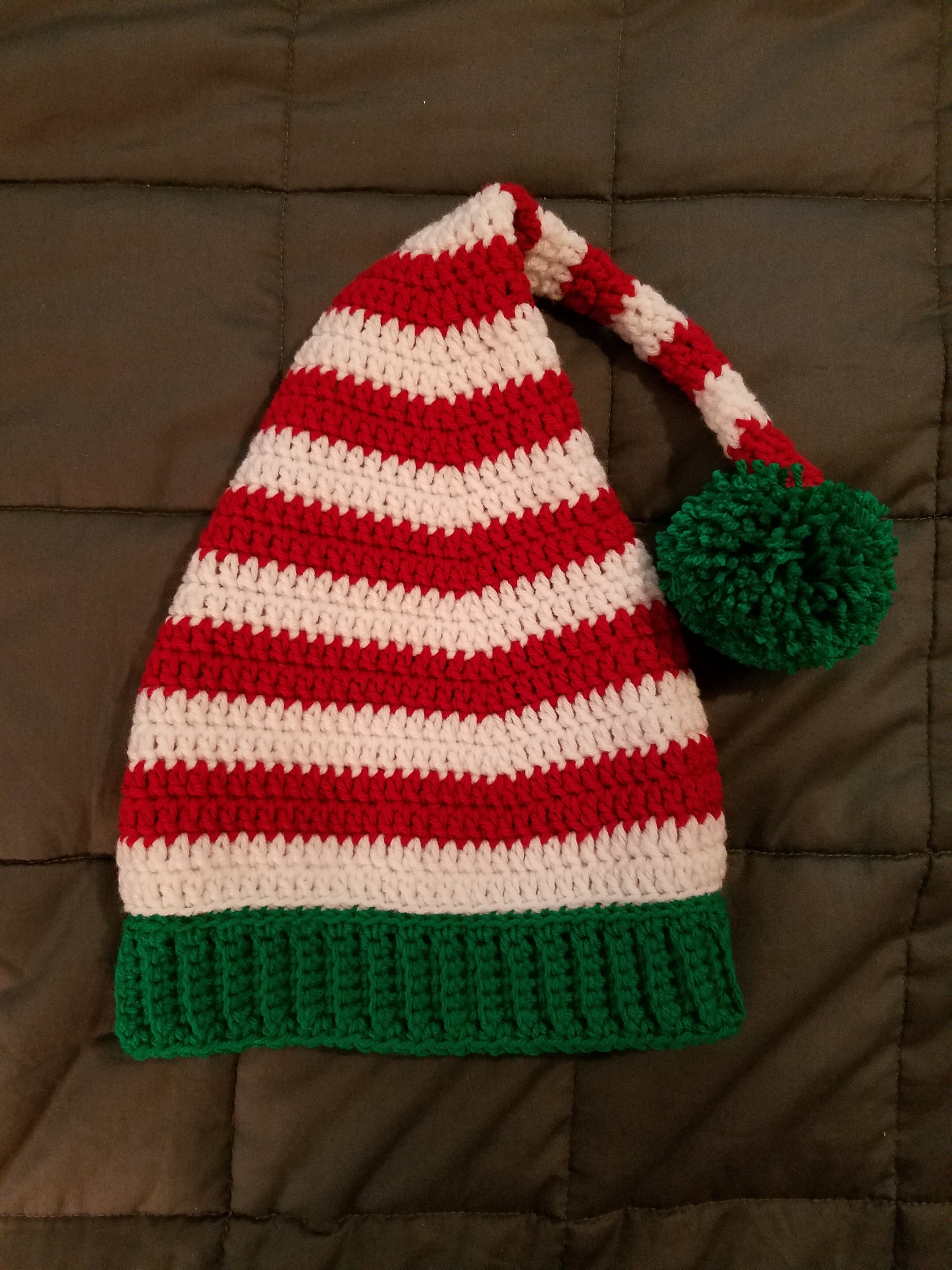 Infant to adult size Elf hat crochet elf hat red and white | Etsy