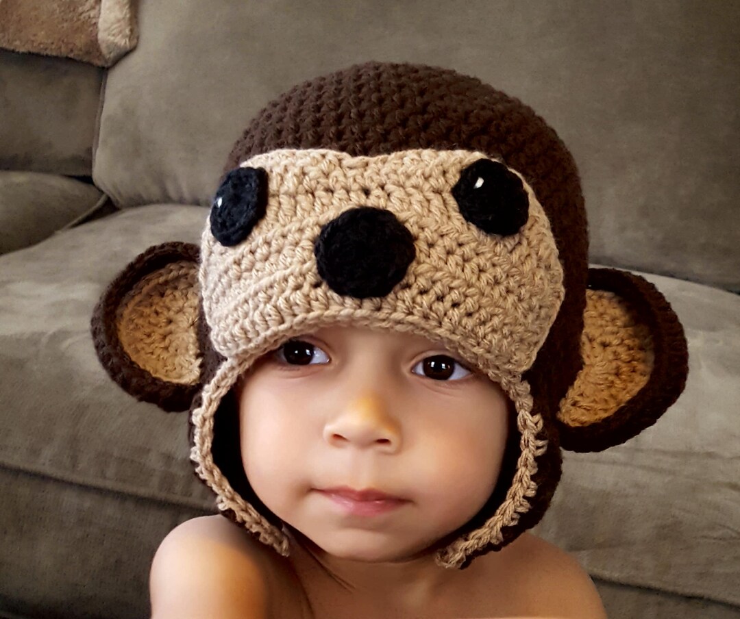 Monkey Hat, Crochet Monkey Hat, Monkey Photo Prop, Curious George Hat ...