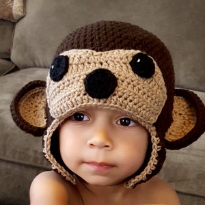 Monkey Hat, Crochet Monkey Hat, Monkey Photo Prop, Curious George Hat ...