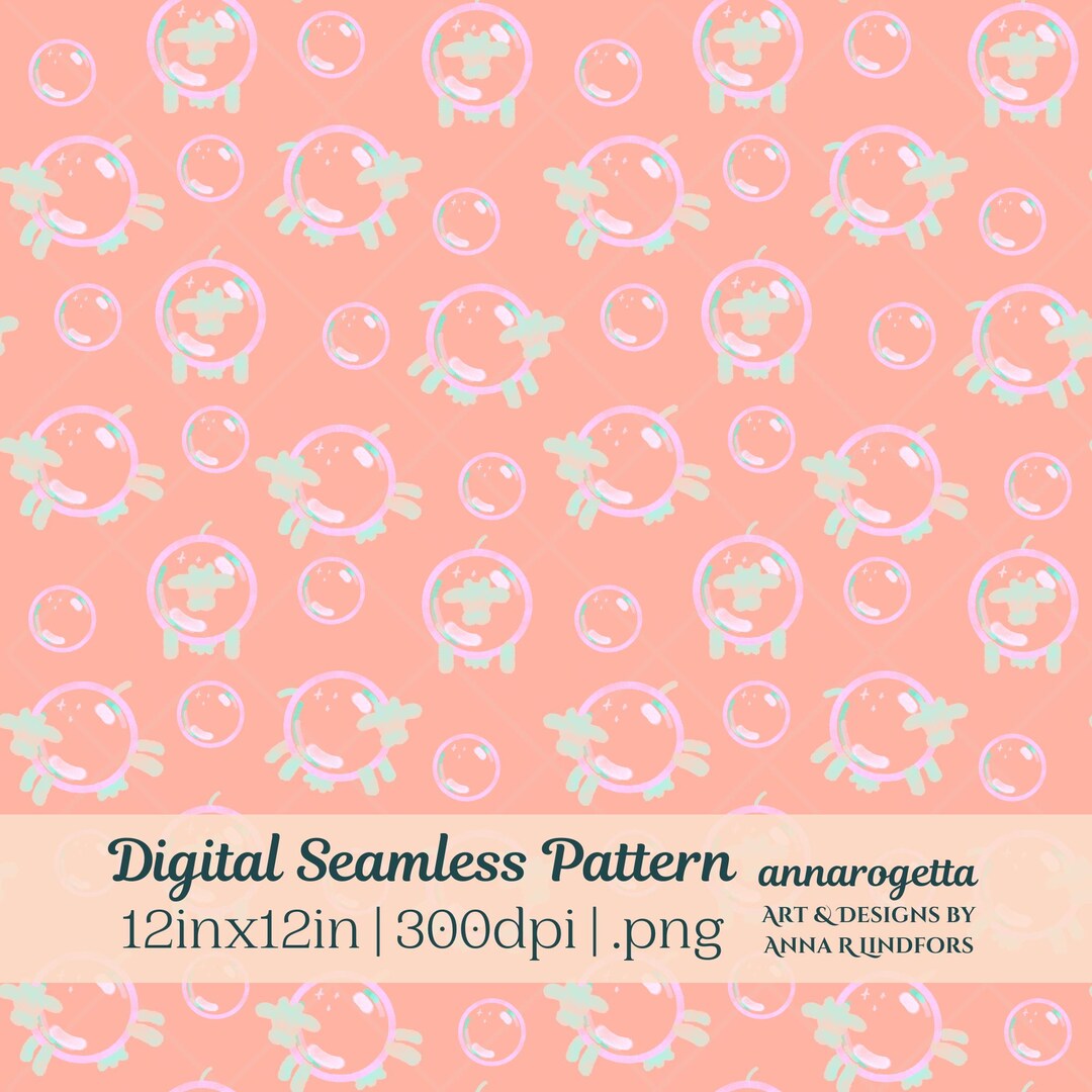 Peach Bubble Cow Seamless Pattern, Pastel Farm Nursery Design (digital ...