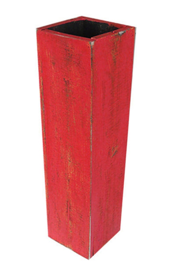 Red Table Top Floor Size Wood Vase Distressed Decorative - Etsy