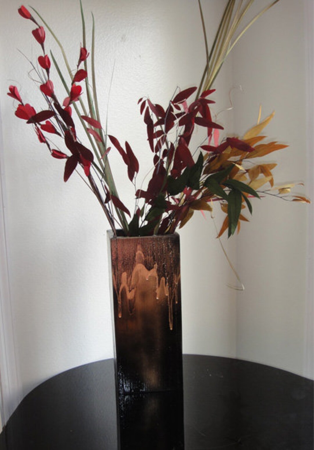 Gold / Black Table Top - Floor Size Wood Vase - Flow Art Design ...
