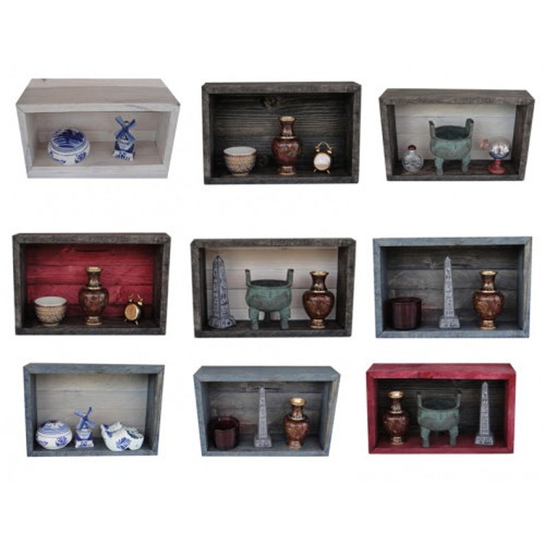 Wood / Wooden Shadow Box Display With Backing - Two Tone - Rustic ...