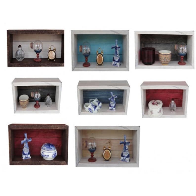 Wood / Wooden Shadow Box Display With Backing - Two Tone - Rustic ...