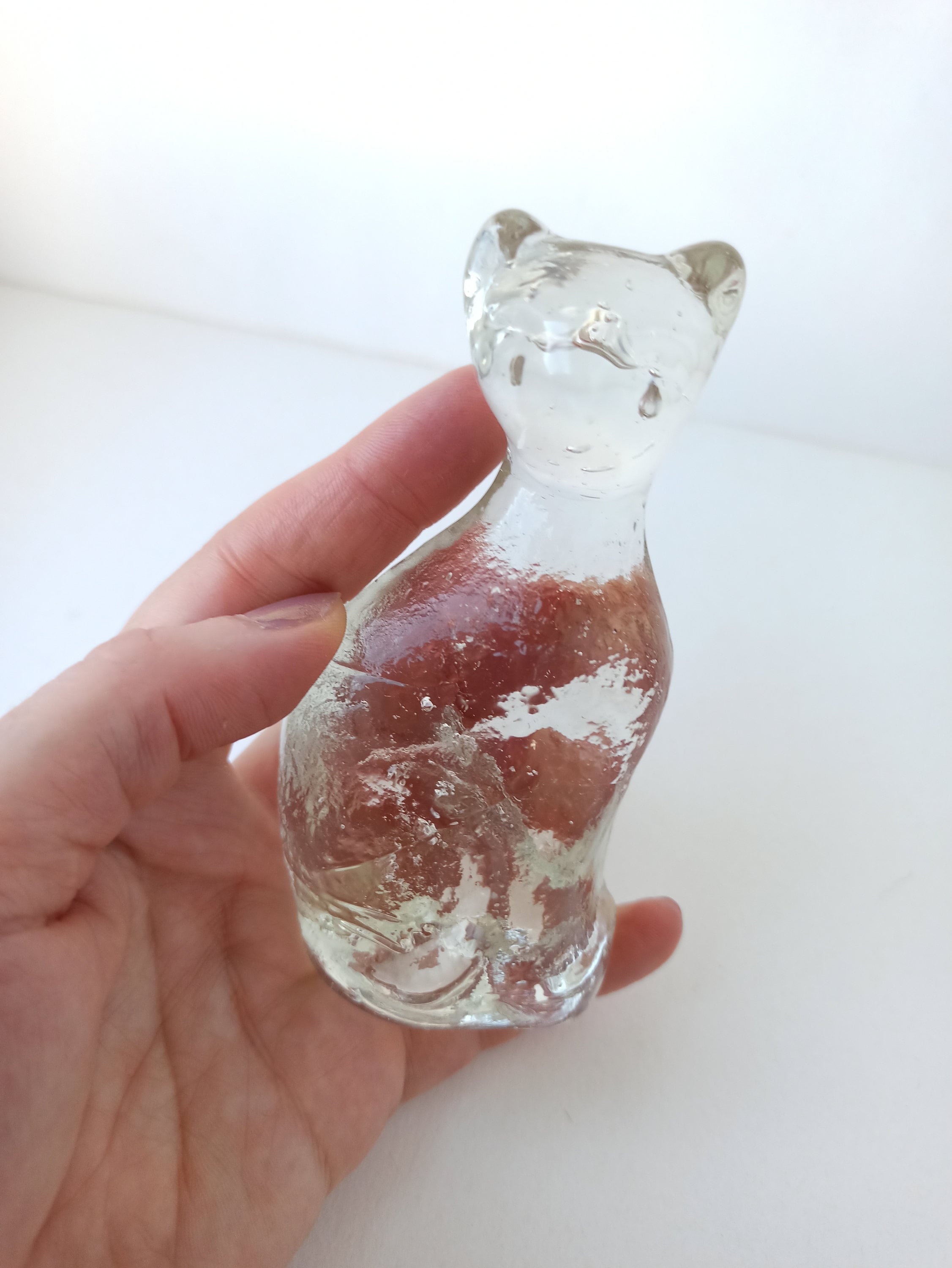 Vintage Glass Handmade Figurine of a Cat Scandinavia Glass Cat by ...