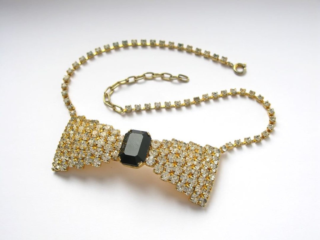 Original Choker Neck Decoration - Bow With Rhinestones - Etsy