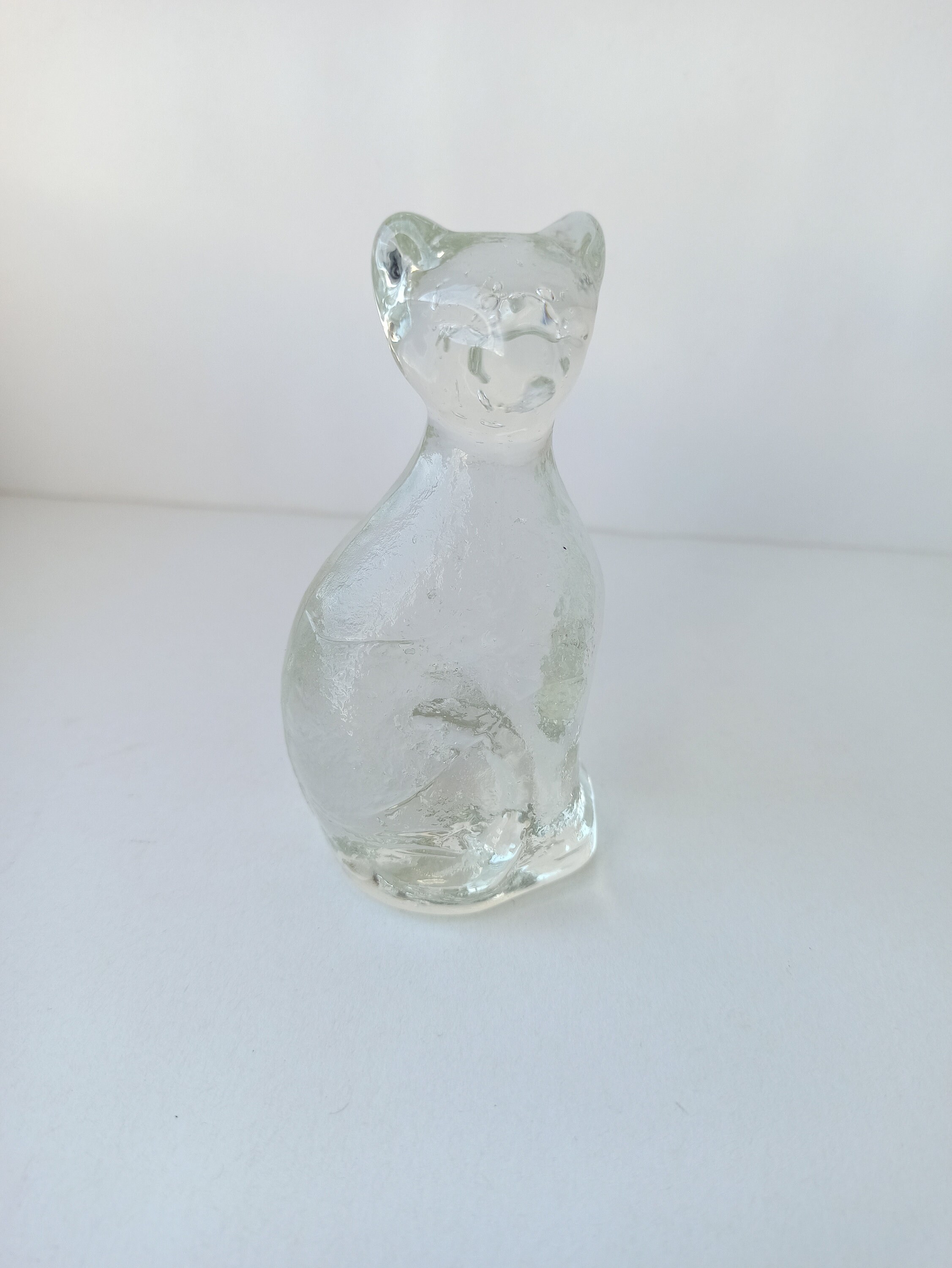 Vintage Glass Handmade Figurine of a Cat Scandinavia Glass Cat by ...