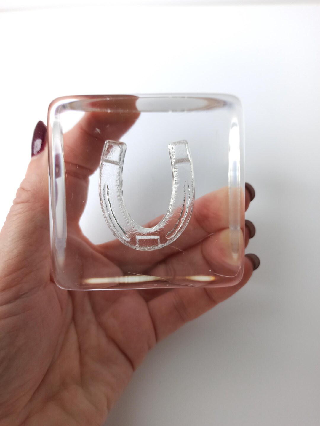 RAR 1970s Hadeland Clear Glass Paperweight Made in Norway/vintage 1970s ...