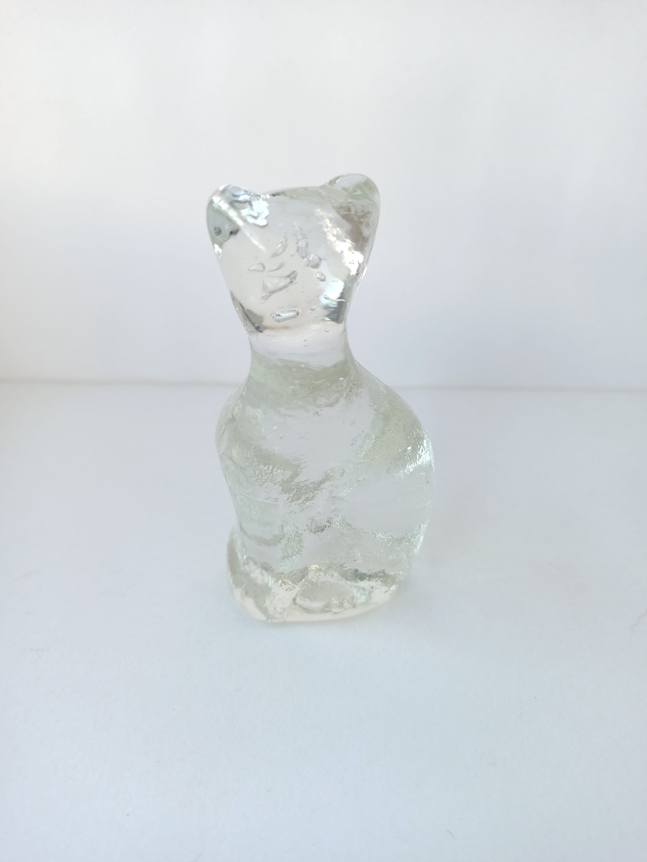 Vintage Glass Handmade Figurine of a Cat Scandinavia Glass Cat by ...
