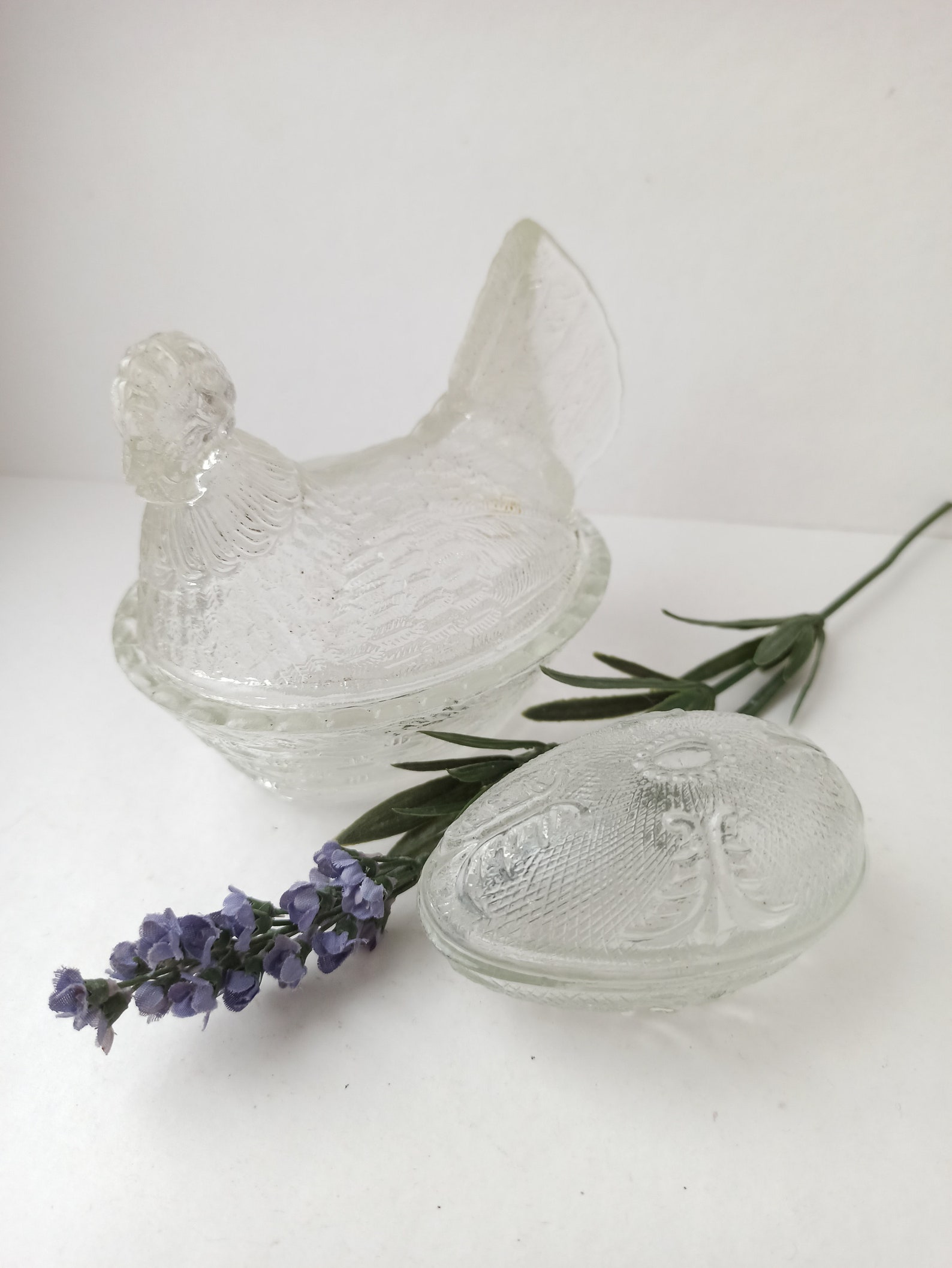 Clear Indiana Glass Hen on Nest Chicken on Nest Lidded Dish - Etsy UK