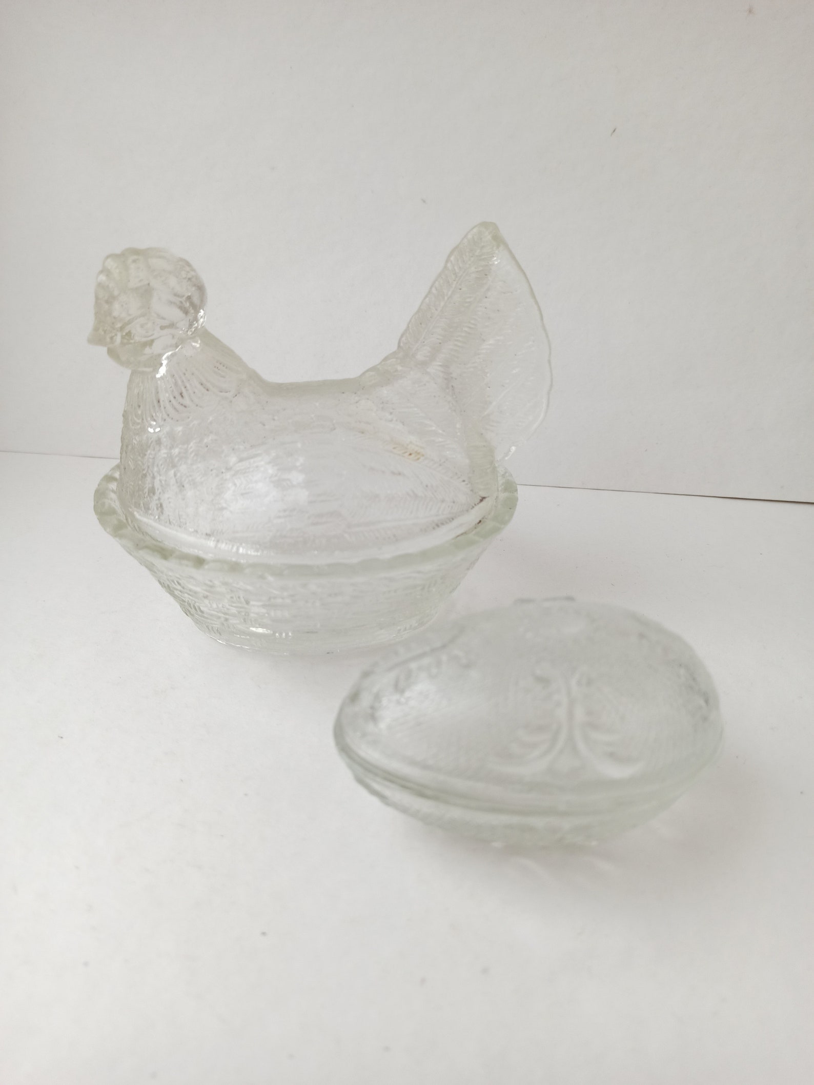 Clear Indiana Glass Hen on Nest Chicken on Nest Lidded Dish - Etsy UK