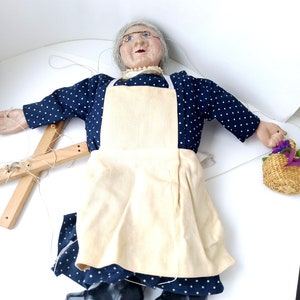Vintage Interia German Marionette Old Lady With Flowers - Etsy