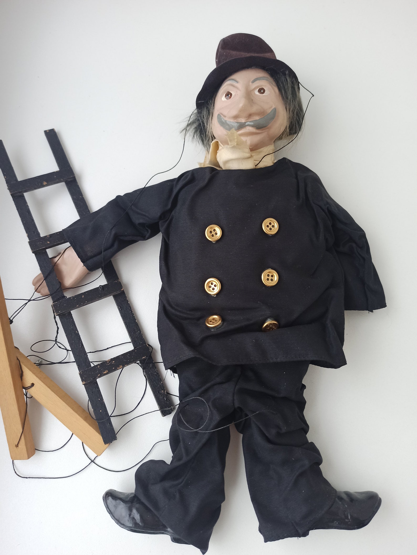 Vintage Interia German Marionette Old Lady With Flowers - Etsy