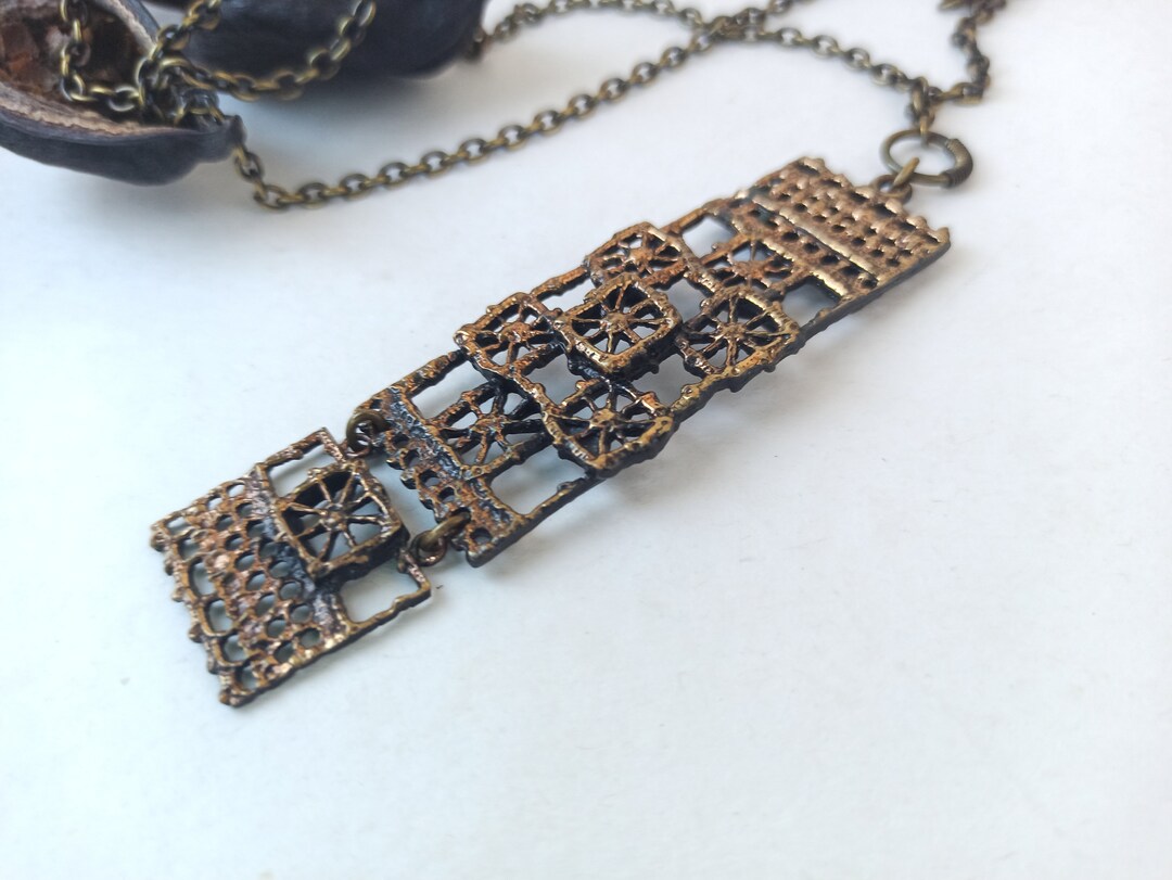 Vintage Pentti Sarpaneva Pitsi Long Pendant Necklace Bronze Gift for ...