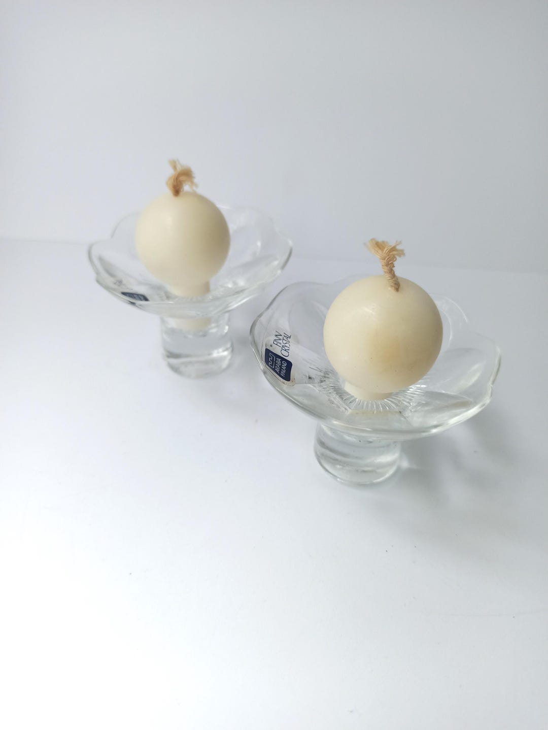 Set of 2+2 Finnish Glass Candle Holders, Nuutajärvi, Arabia Finland ...