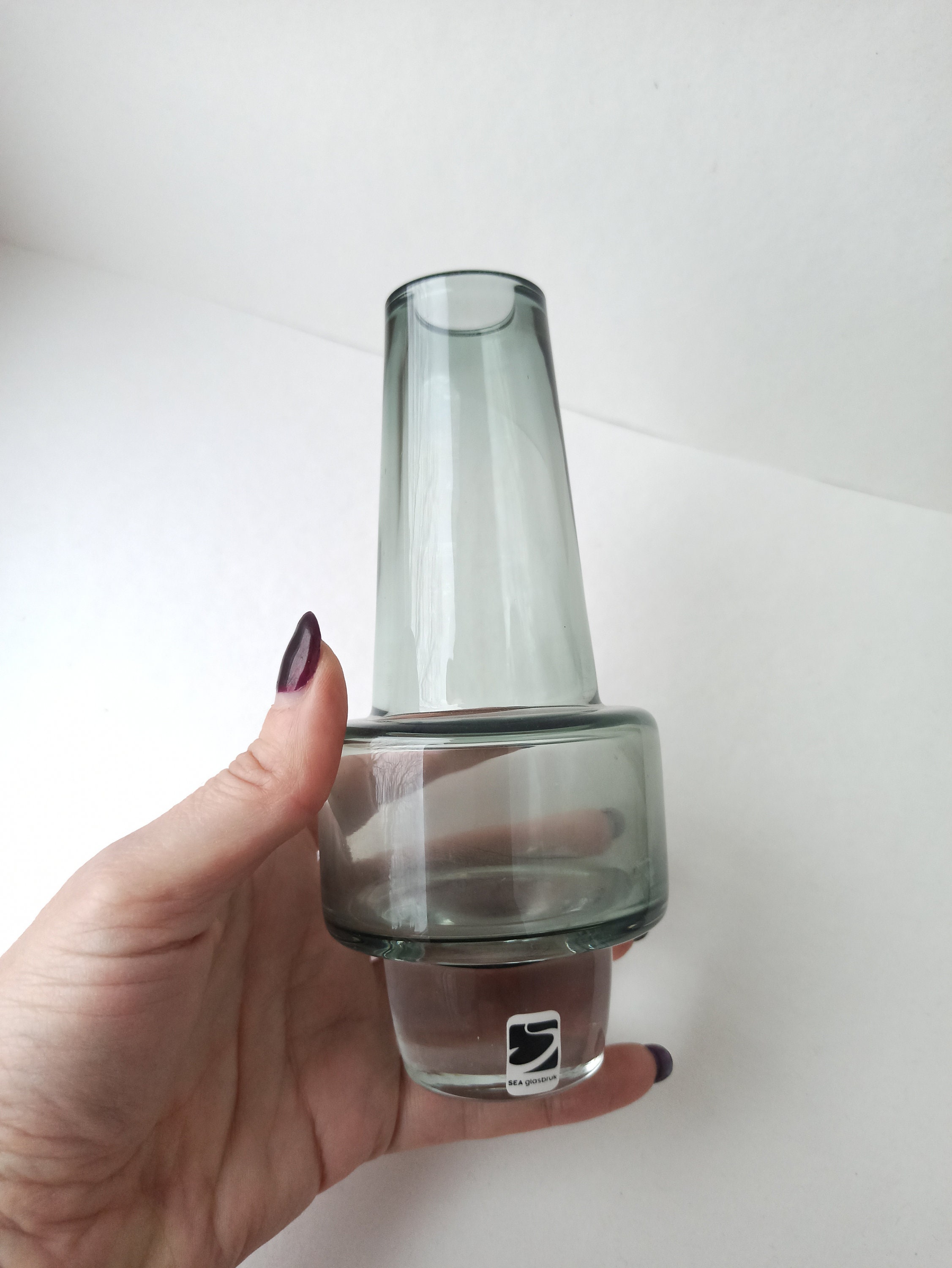 2 Different Vases Mid Century Modern Sea Glasbruk Rocket Vase Designed ...