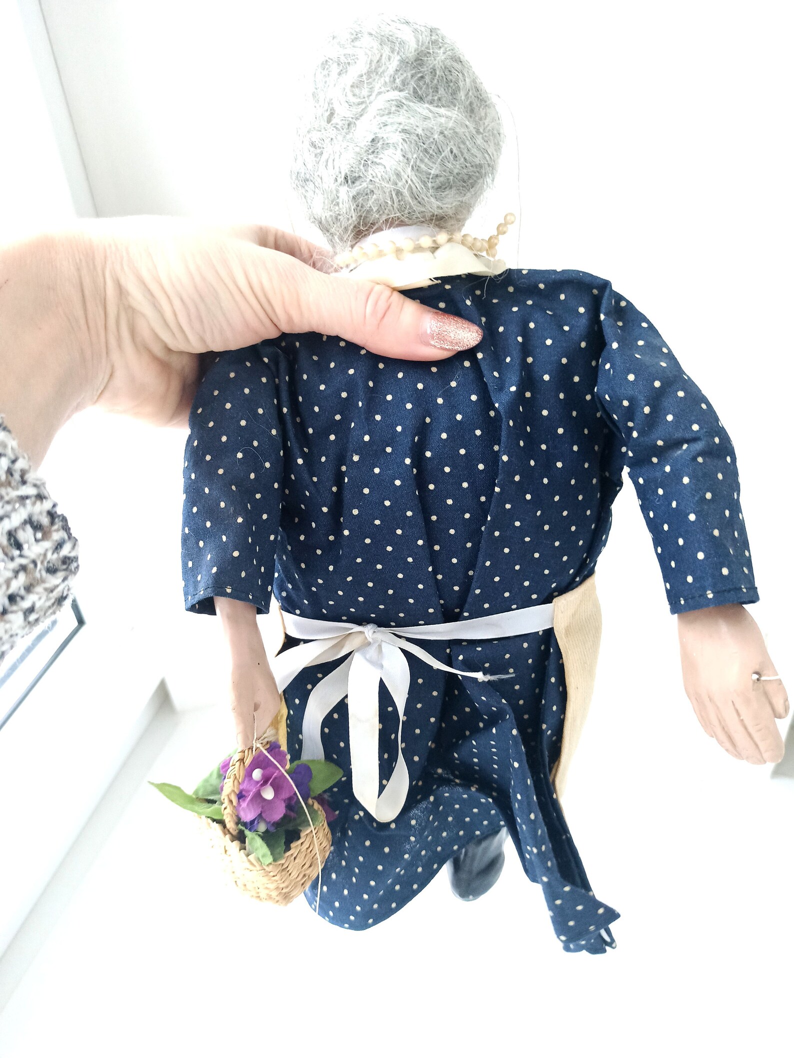 Vintage Interia German Marionette Old Lady With Flowers - Etsy