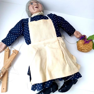 Vintage Interia German Marionette Old Lady With Flowers - Etsy