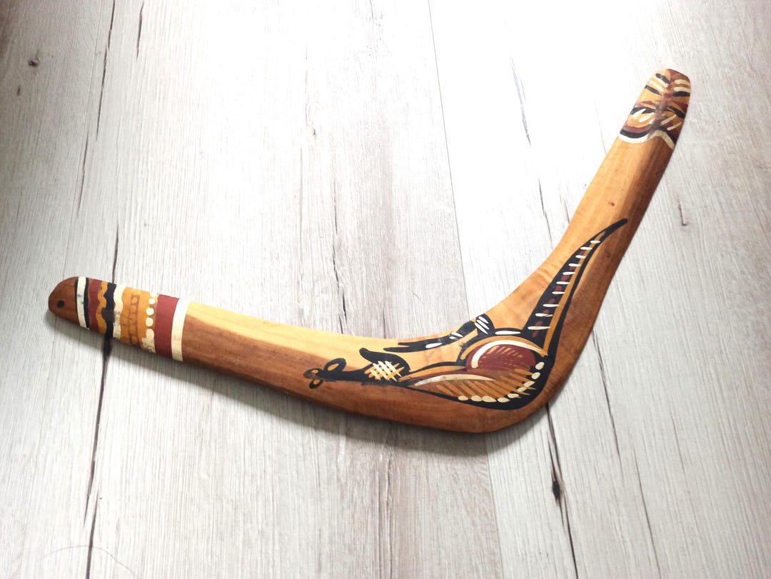 Vintage Australian Hand Painted Boomerang With Traditional Designs ...