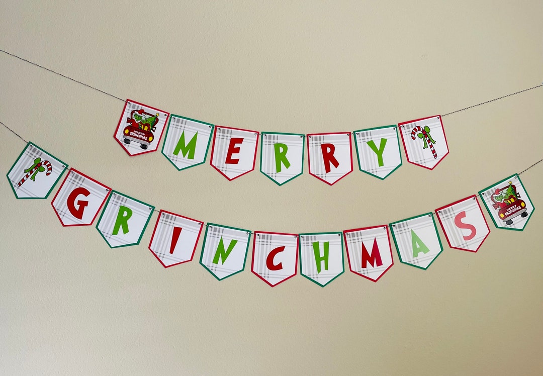 Merry Grinchmas, Inspired Dr. Seuss Holiday, Christmas Banner (digital ...