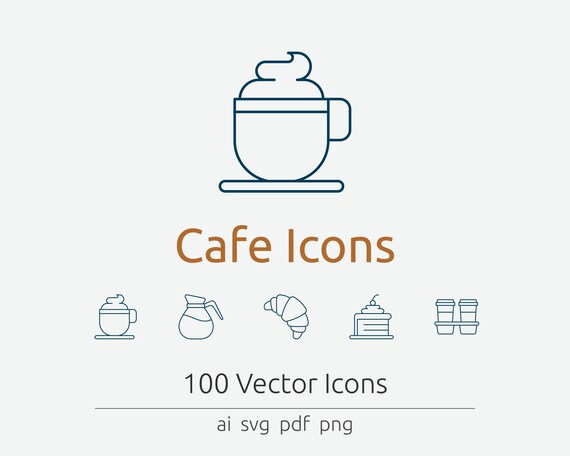 Cafe Icons in Vector and PNG | Etsy