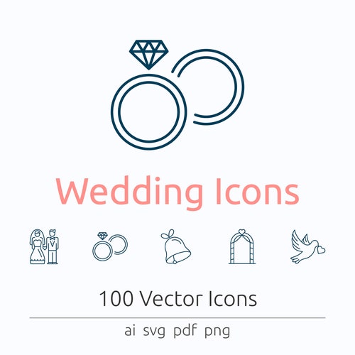 Wedding Icons in Vector and PNG | Etsy