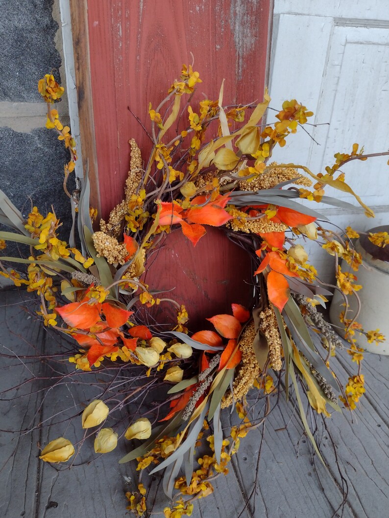 Rustic Fall Harvest Wreath, Wispy Wreath,primitive Wreath,fall ...