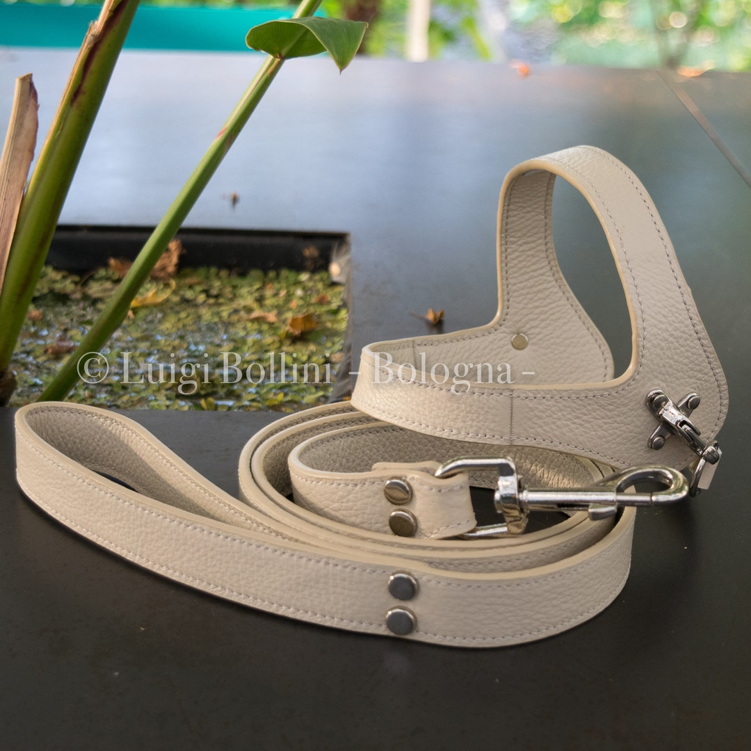 Dog Harness and Leash Set, Cream Color, Genuine Italian Leather - Etsy