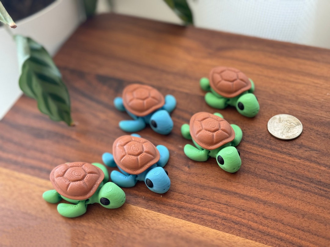 3D Printed Articulated Sea Turtle Fidget Toy / Keychain – Large & Small ...