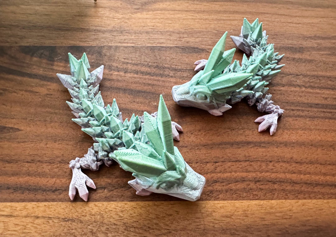 Articulated Crystal Dragon Dual Color Fidget Toy, 3D Printed, Gem, Silk ...