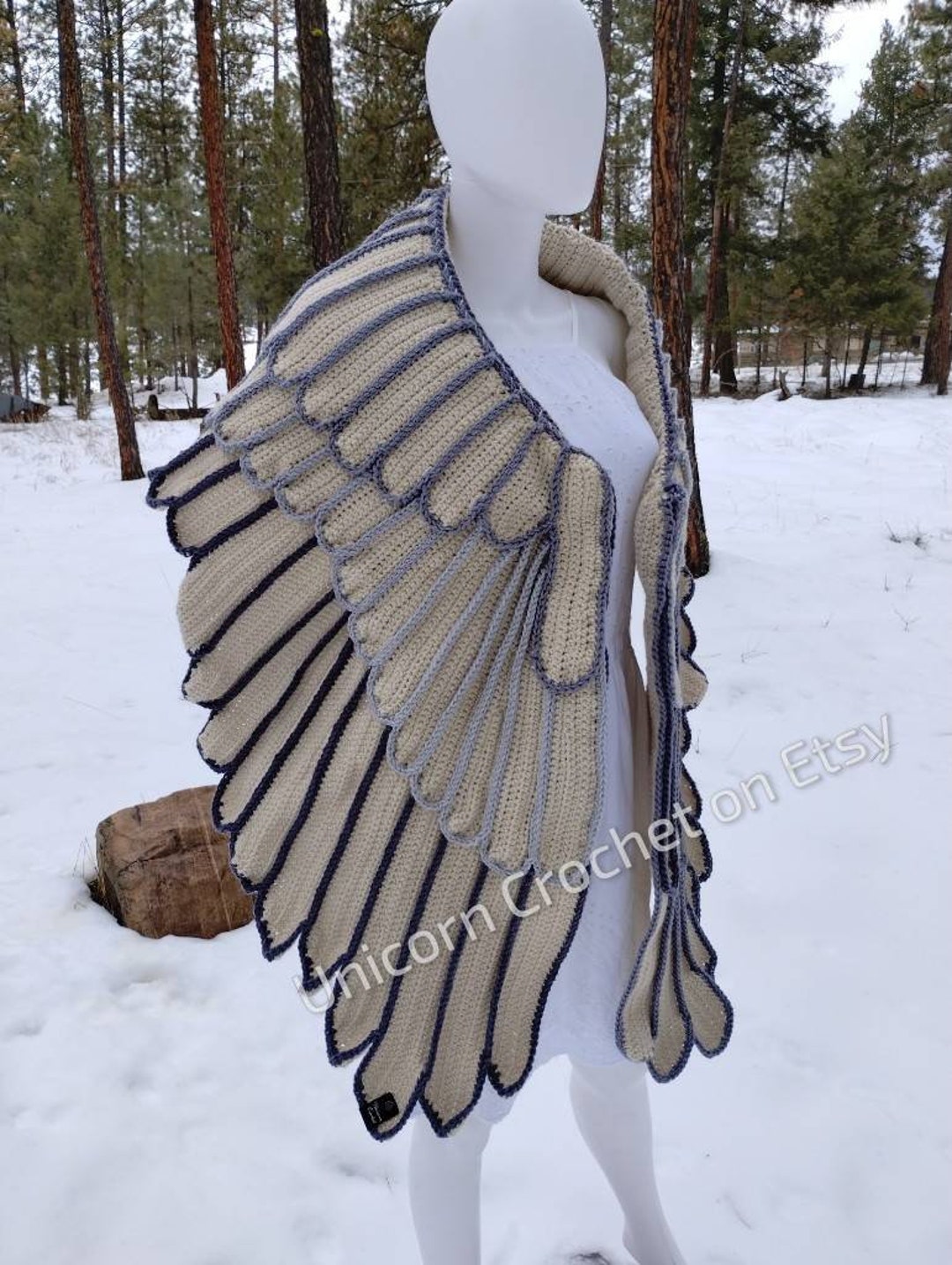 CUSTOM ORDER Angel Wing Shawl Cozy Warm Feather Shawl Unicorn Crochet ...
