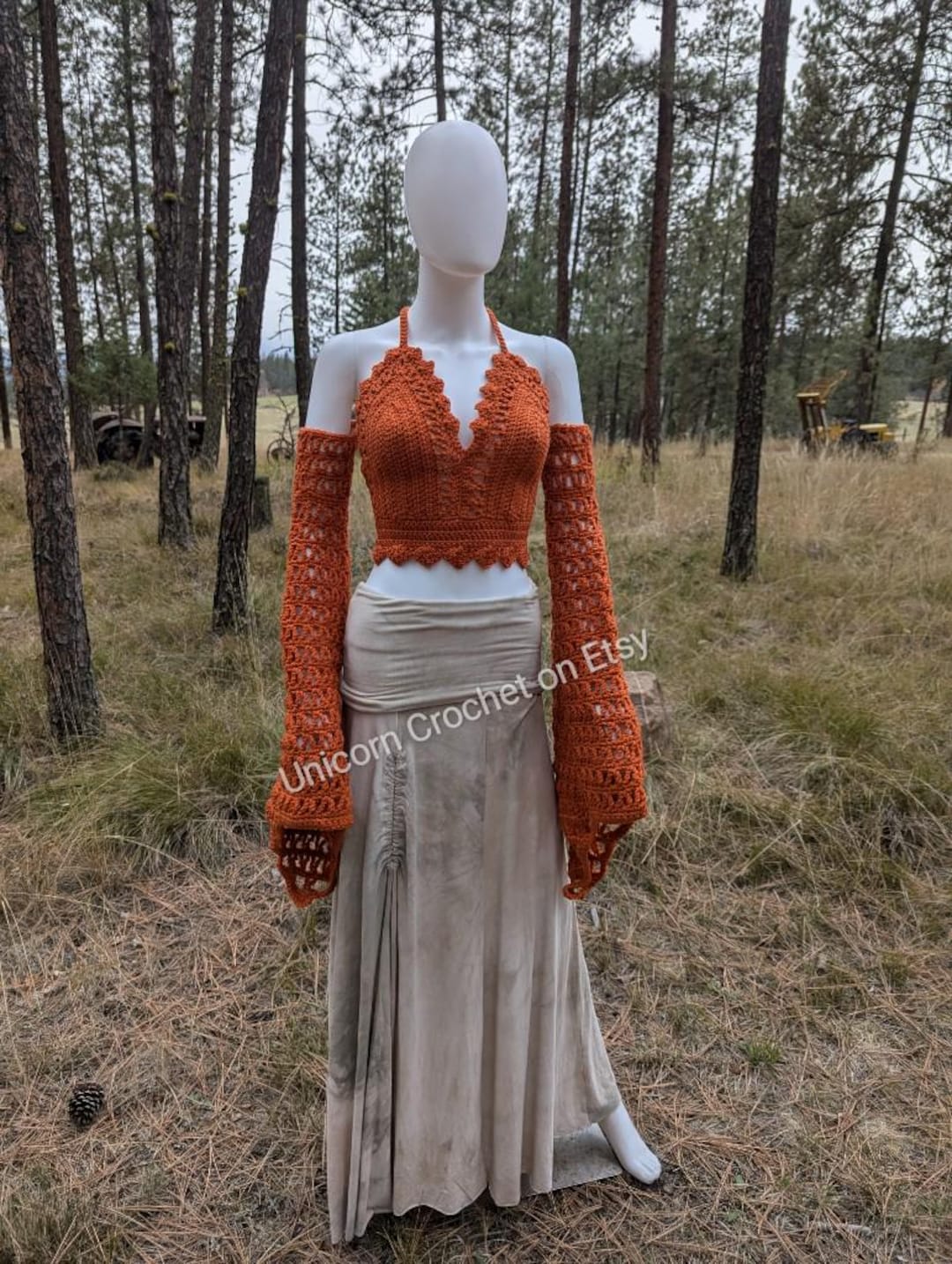 CUSTOM ORDER Fairy Cropped Top With Crochet Sleeve Shrug Bell Sleeves ...