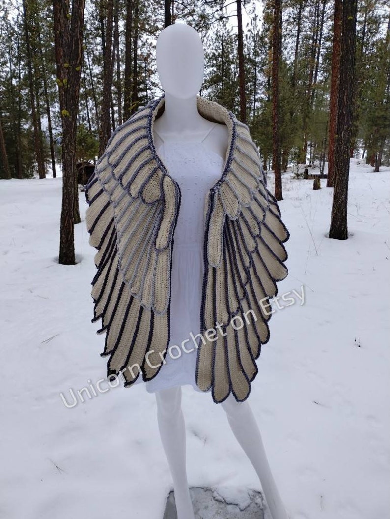 CUSTOM ORDER Angel Wing Shawl Cozy Warm Feather Shawl Unicorn Crochet ...