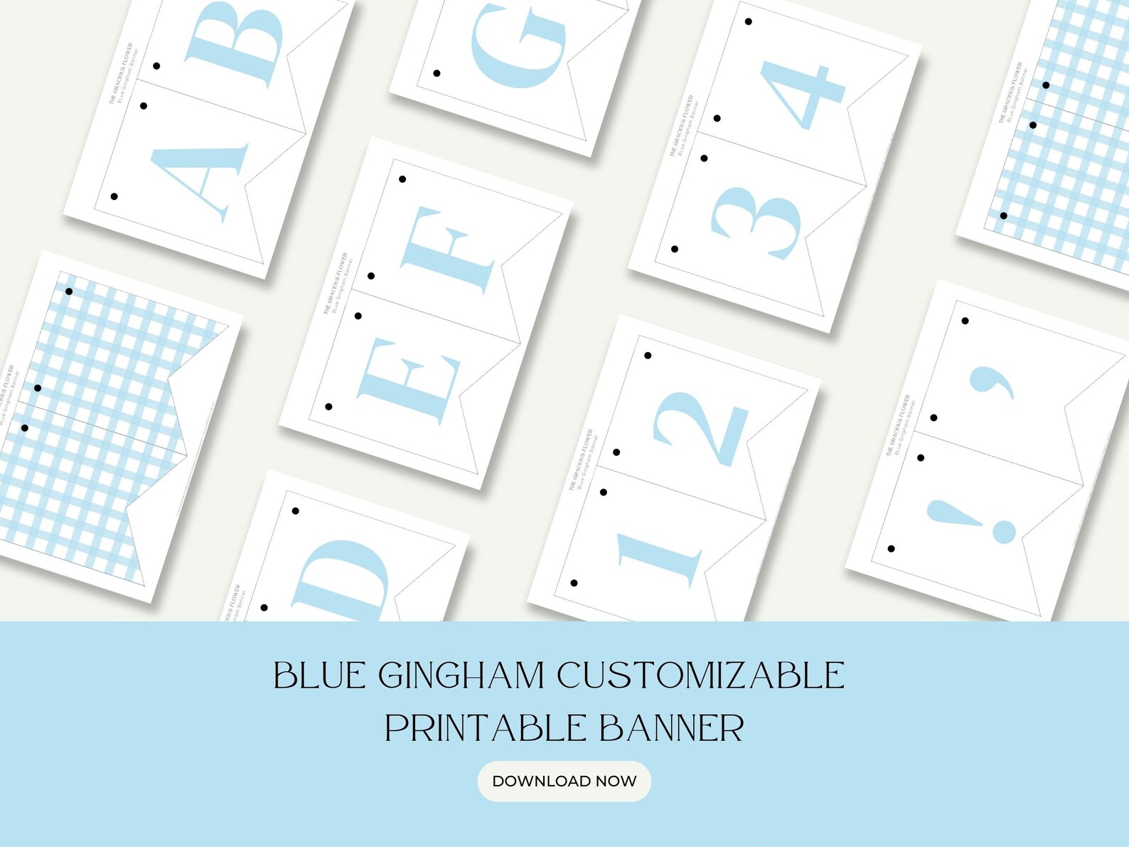 Blue Gingham Banner | Printable PDF | Includes ALL Letters | Bridal ...