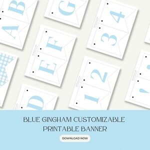 Blue Gingham Banner | Printable PDF | Includes ALL Letters | Bridal ...