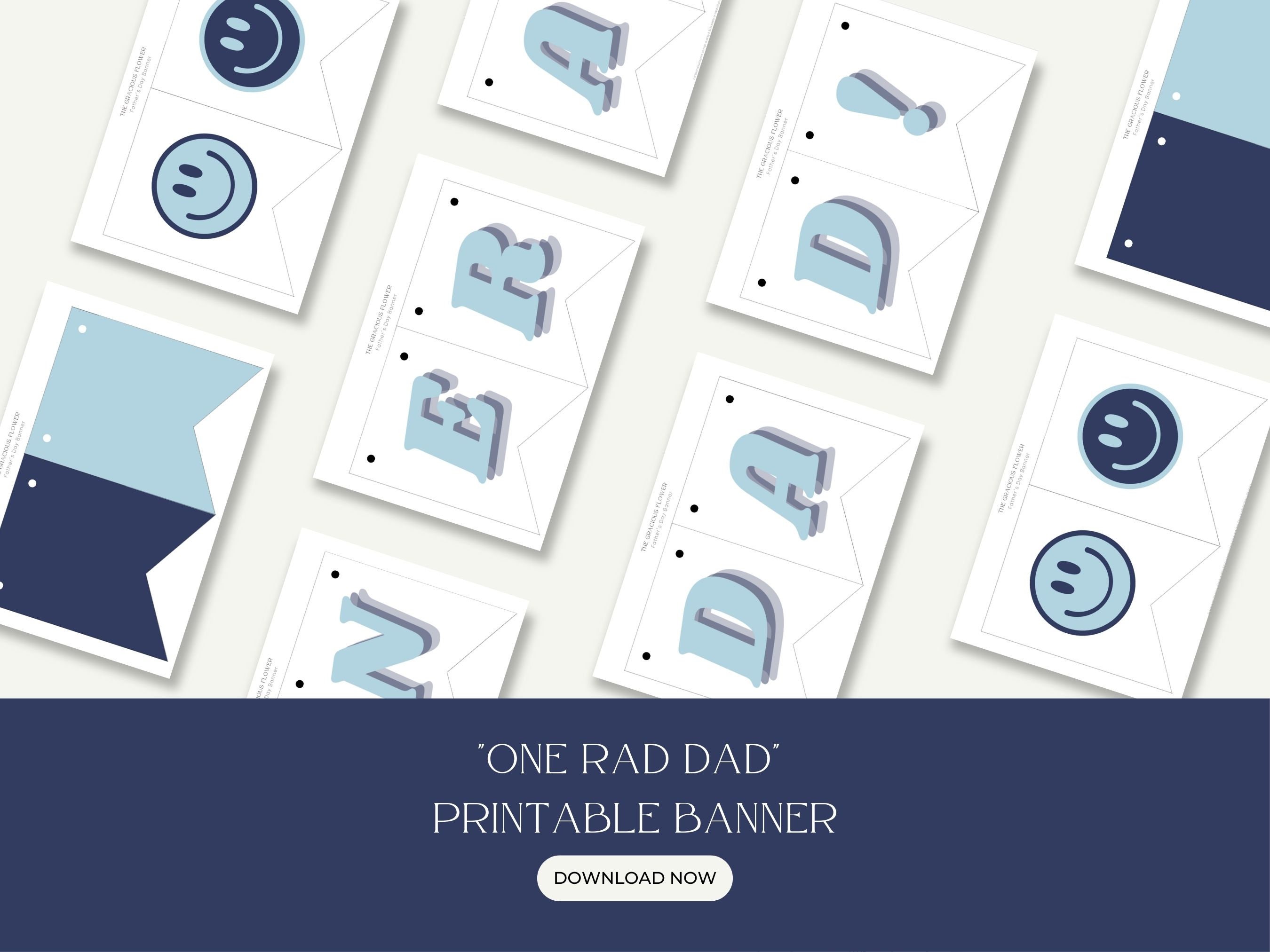 Printable One Rad Dad Banner Smiley Banner Father's Day - Etsy Australia
