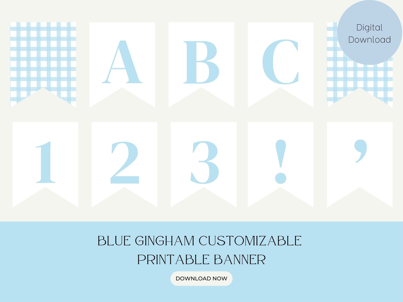 Blue Gingham Banner | Printable PDF | Includes ALL Letters | Bridal ...