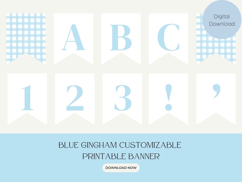 Blue Gingham Banner | Printable PDF | Includes ALL Letters | Bridal ...