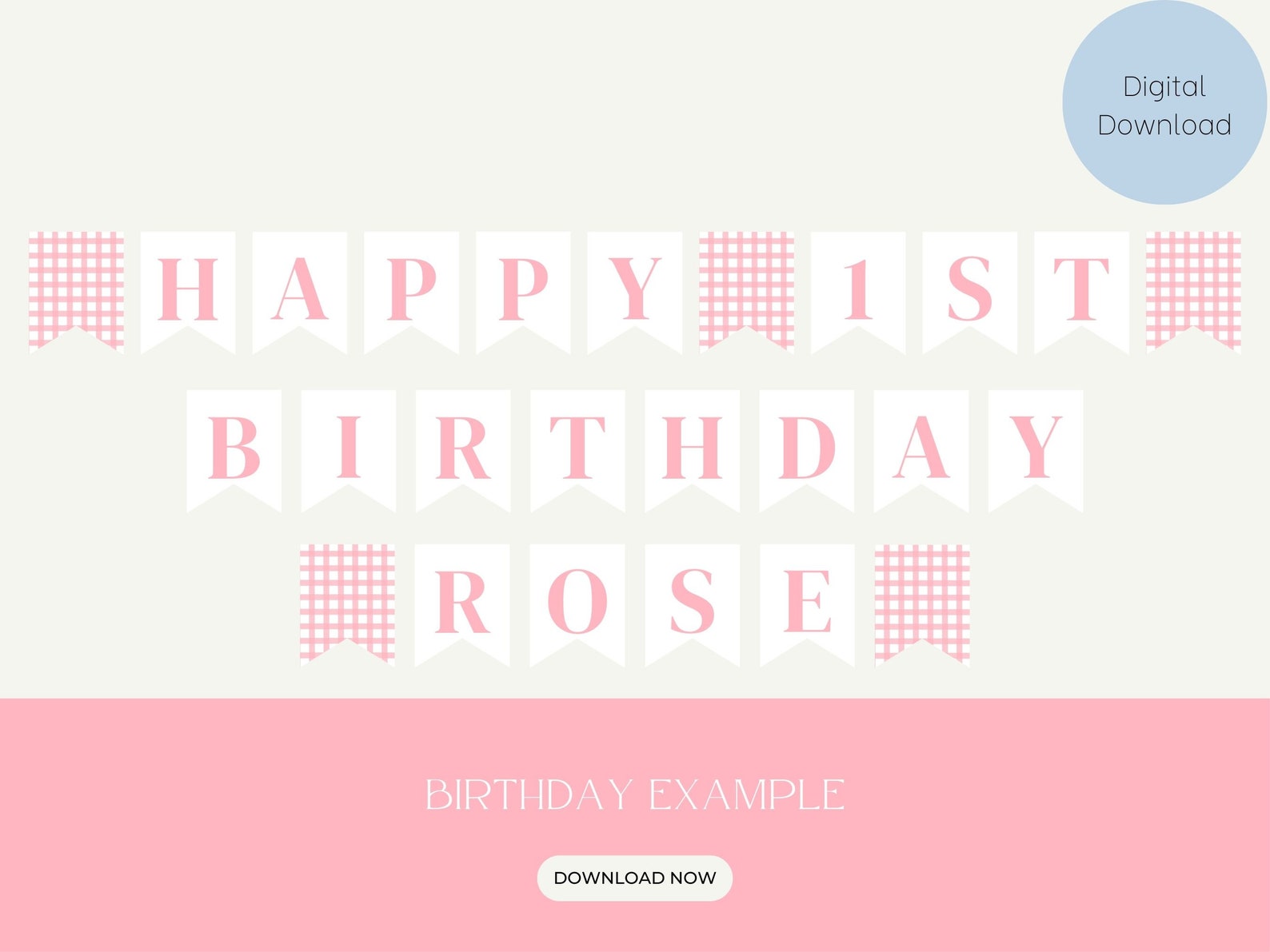 Pink Gingham Banner | Printable PDF | Includes ALL Letters | Bridal ...