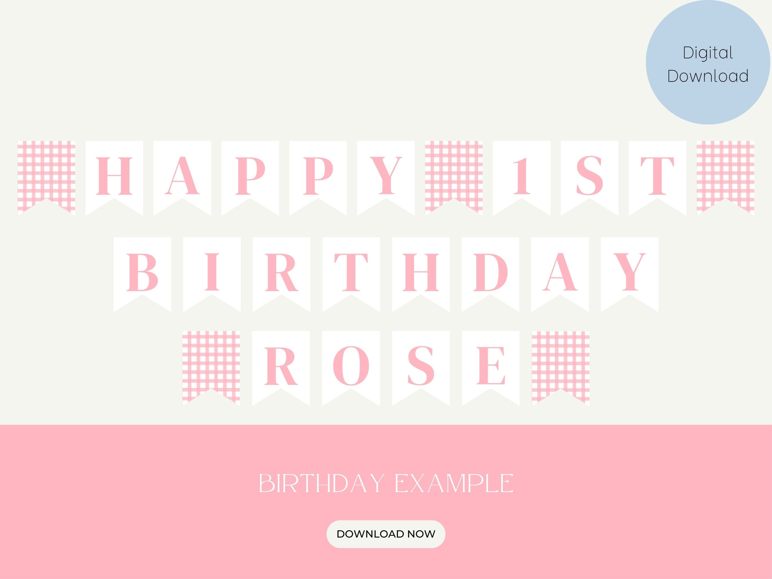 Pink Gingham Banner | Printable PDF | Includes ALL Letters | Bridal ...
