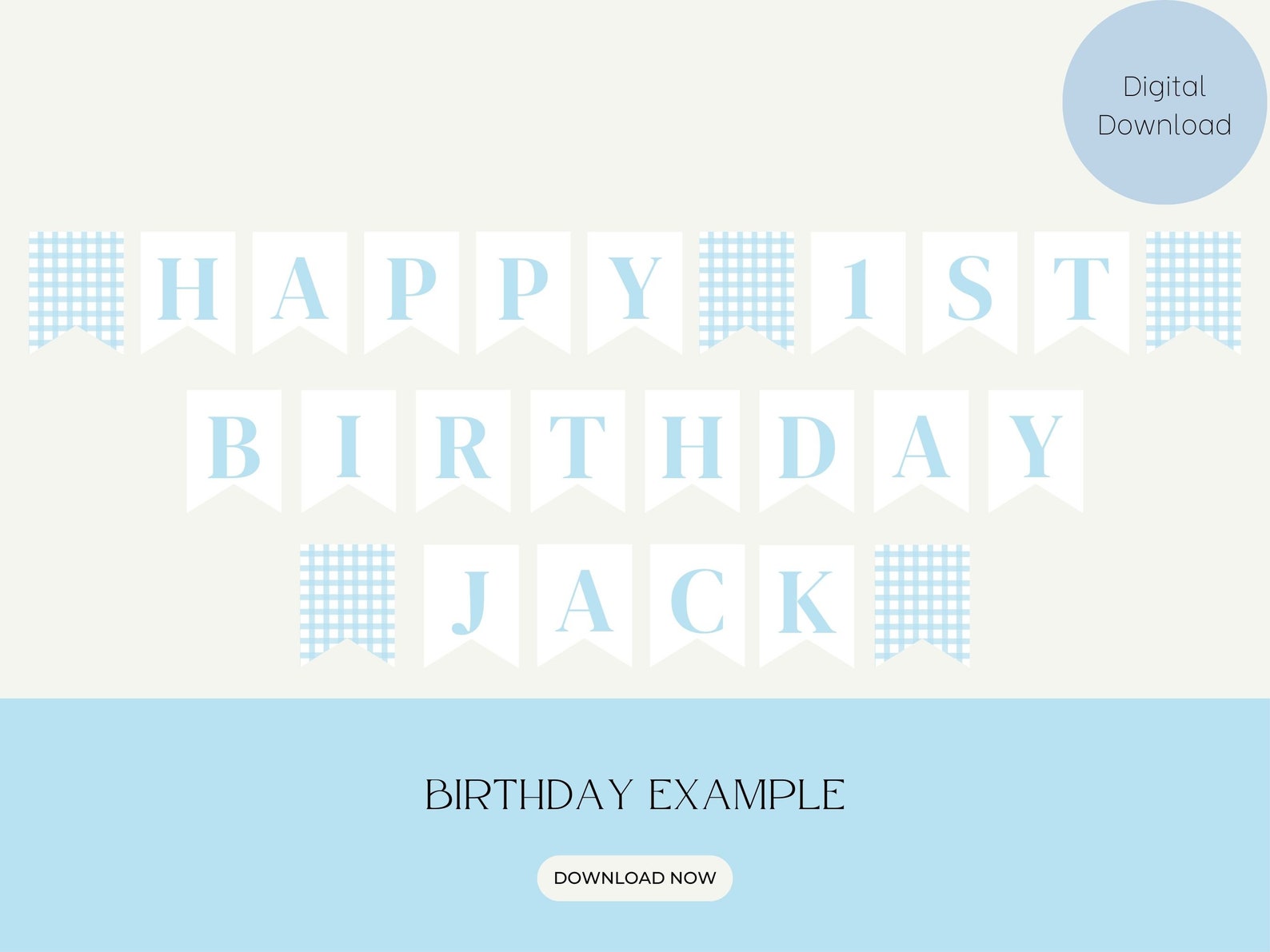 Blue Gingham Banner | Printable PDF | Includes ALL Letters | Bridal ...