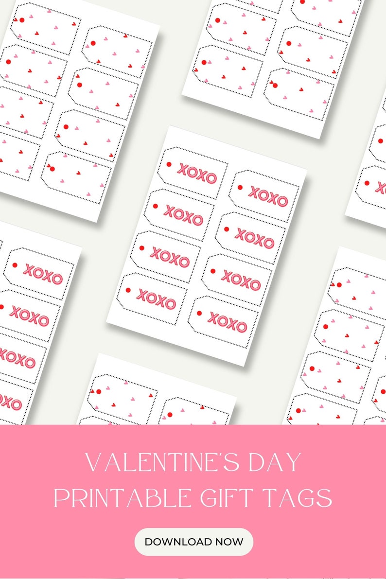 Printable Valentine's Day Gift Tag, XOXO Valentine Favor Tag, Printable ...